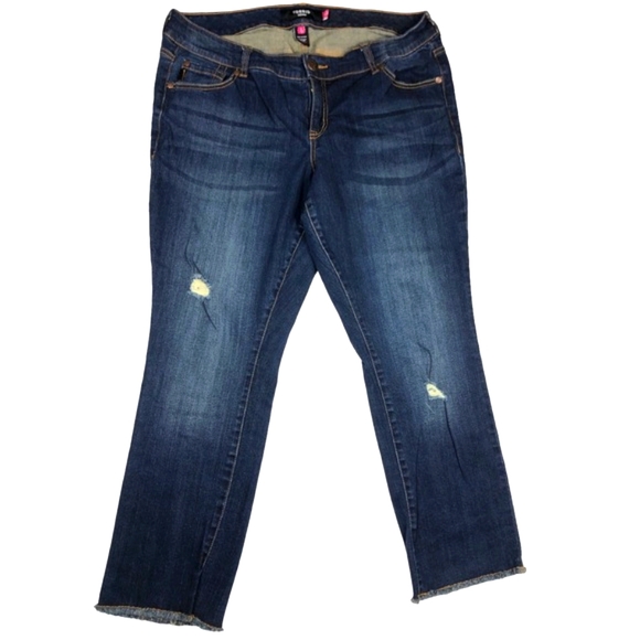 torrid | Jeans | Torrid Raw Ankle Hem Distressed Cotton Denim Jeans ...